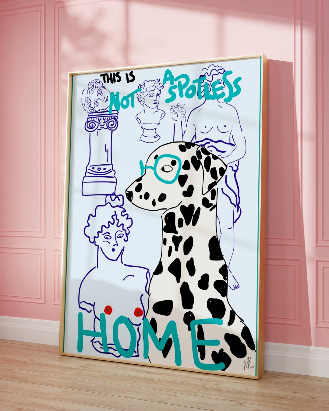 Funny Dalmatian Dog Poster, Hand-drawn Illustration, Dalmatian Dog ...