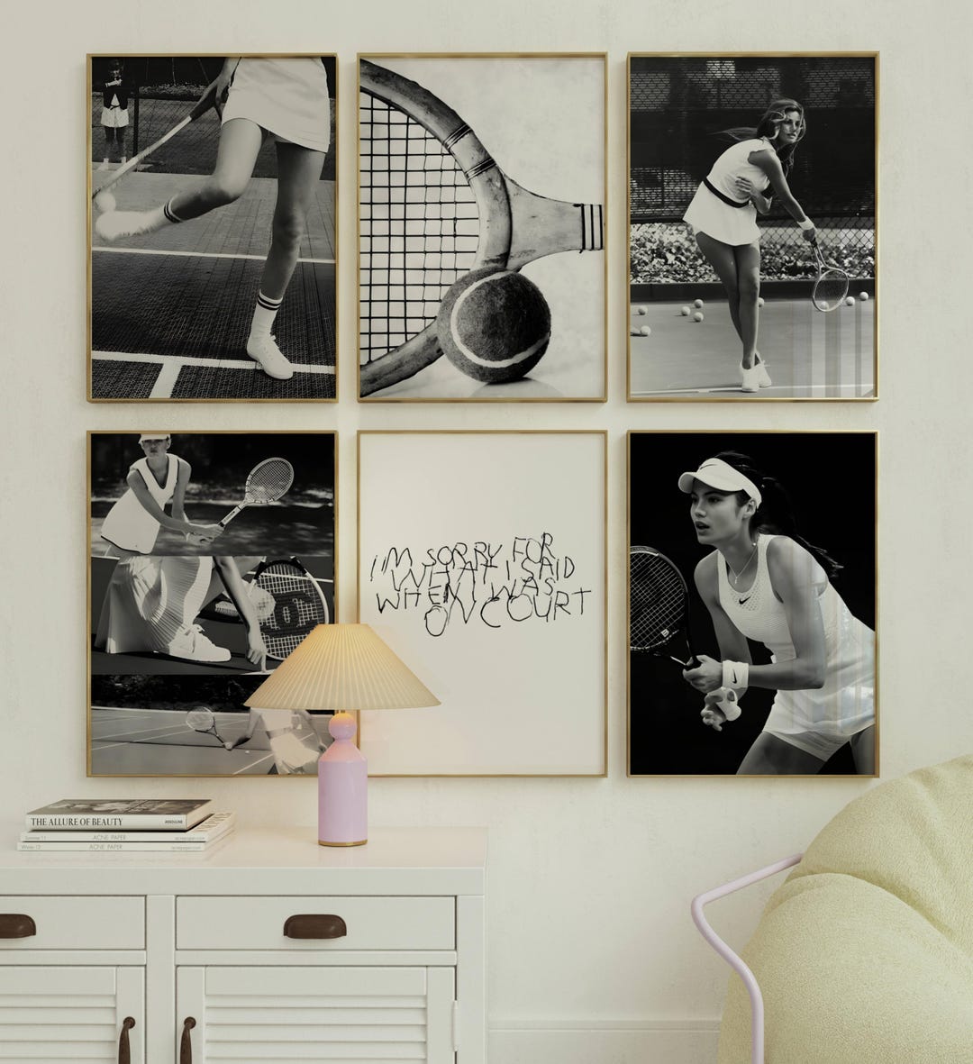 6 Vintage Tennis Posters, Tennis Court Print, Tennis Photography Art ...