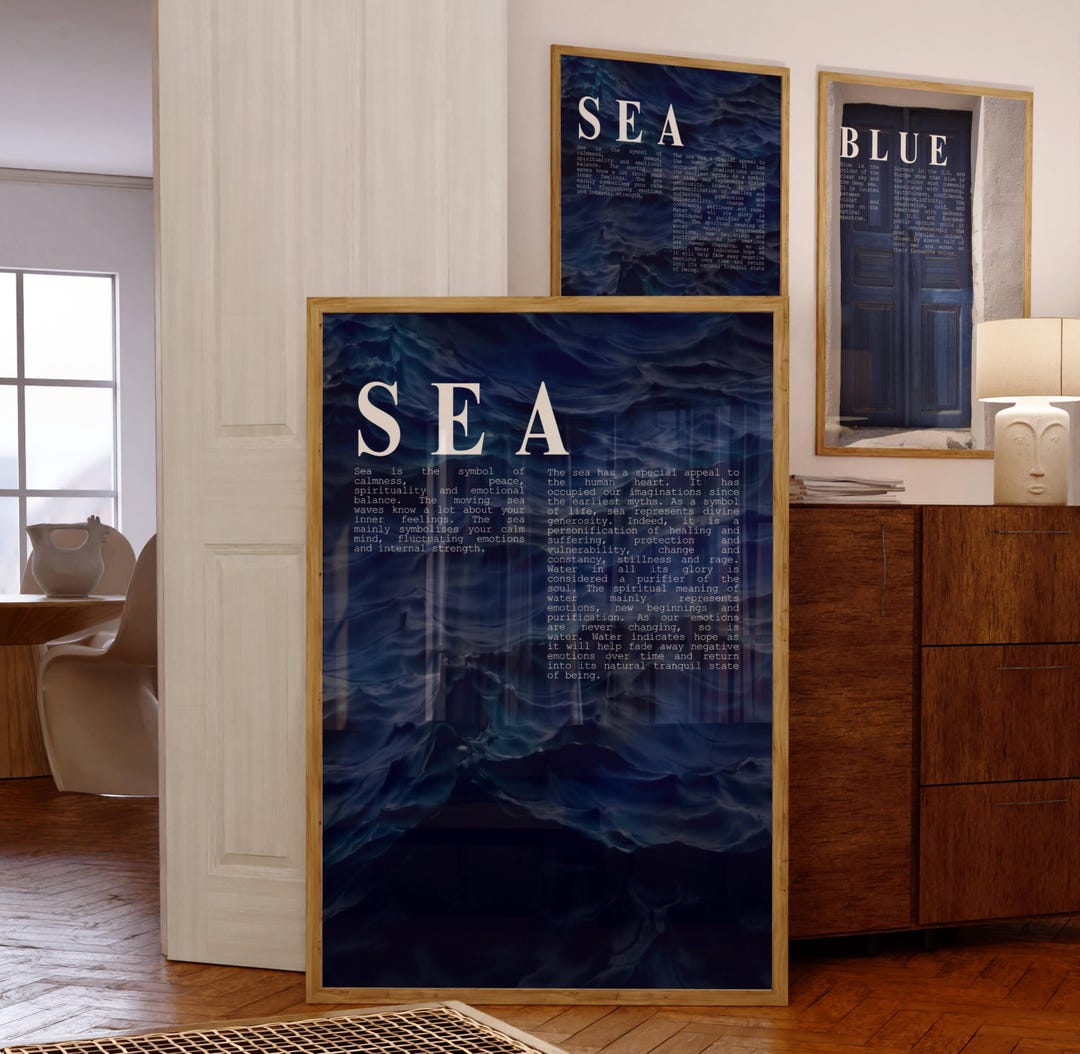 Set 2 Navy Blue & Sea Definition Poster, Nautical Print, Blue Coastal ...