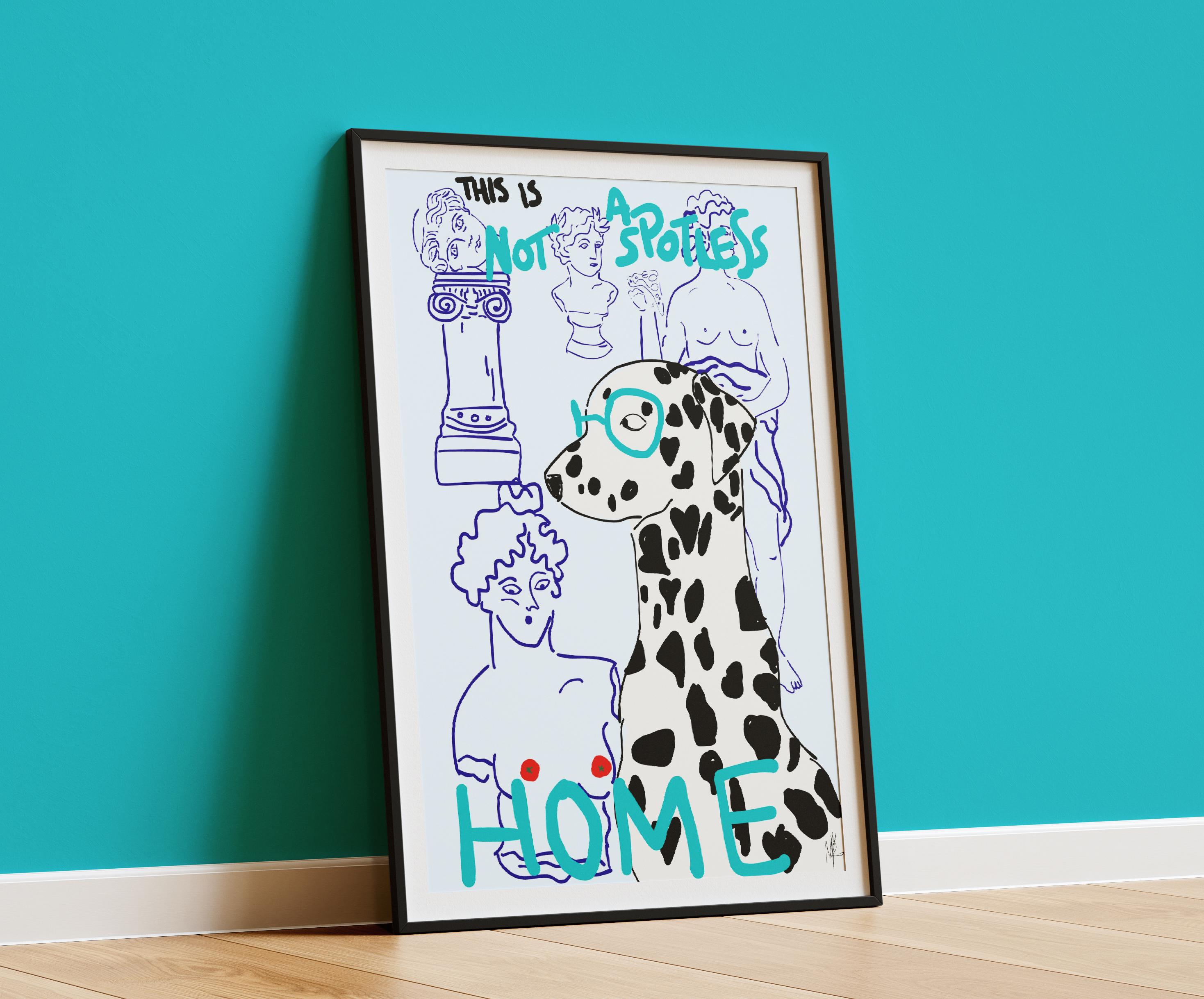 Funny Dalmatian Dog Poster, Hand-drawn Illustration, Dalmatian Dog ...