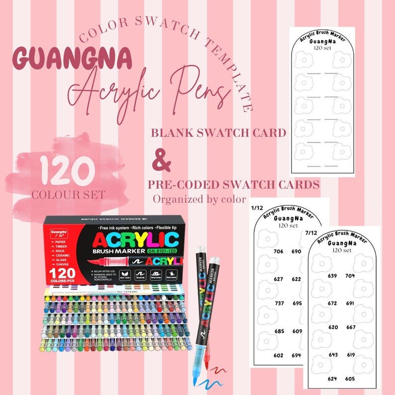 Guangna 120 Color Chart - Swatch Template PDF - Blank & Pre-filled ...