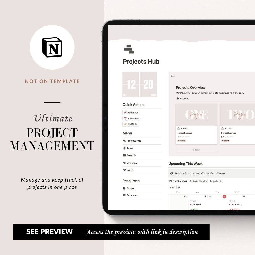Notion Template Project Management, Notion Small Business Project ...
