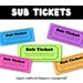 Sub Tickets | Printable Classroom Management Incentives | Instant ...