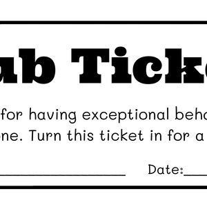 Sub Tickets | Printable Classroom Management Incentives | Instant ...