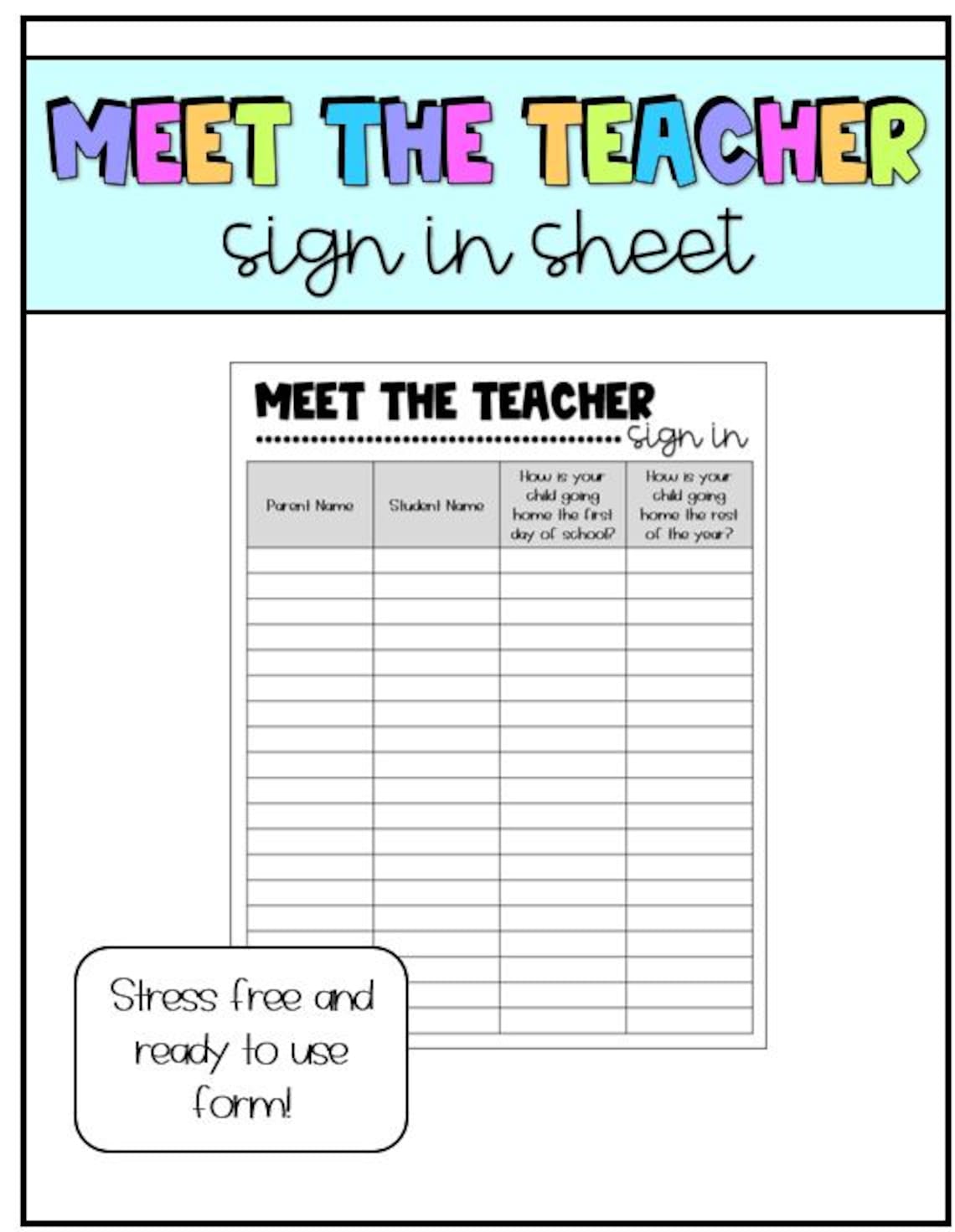 Meet the Teacher Sign in Sheet - Etsy