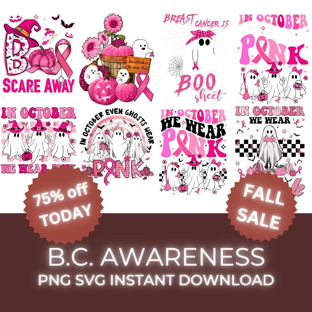 Breast Cancer Bundle Png Breast Cancer Halloween Png in October We Wear ...
