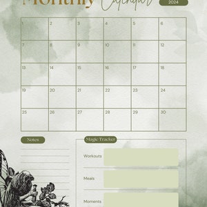 Digital Monthly Fae-themed Calendar Planner - Etsy