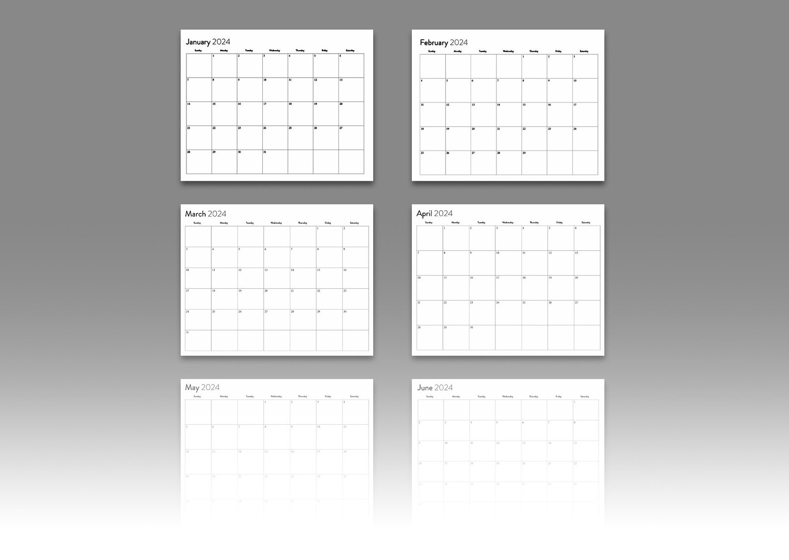 Printable 2024 Calendar Each Month | US Letter Size | Landscape ...