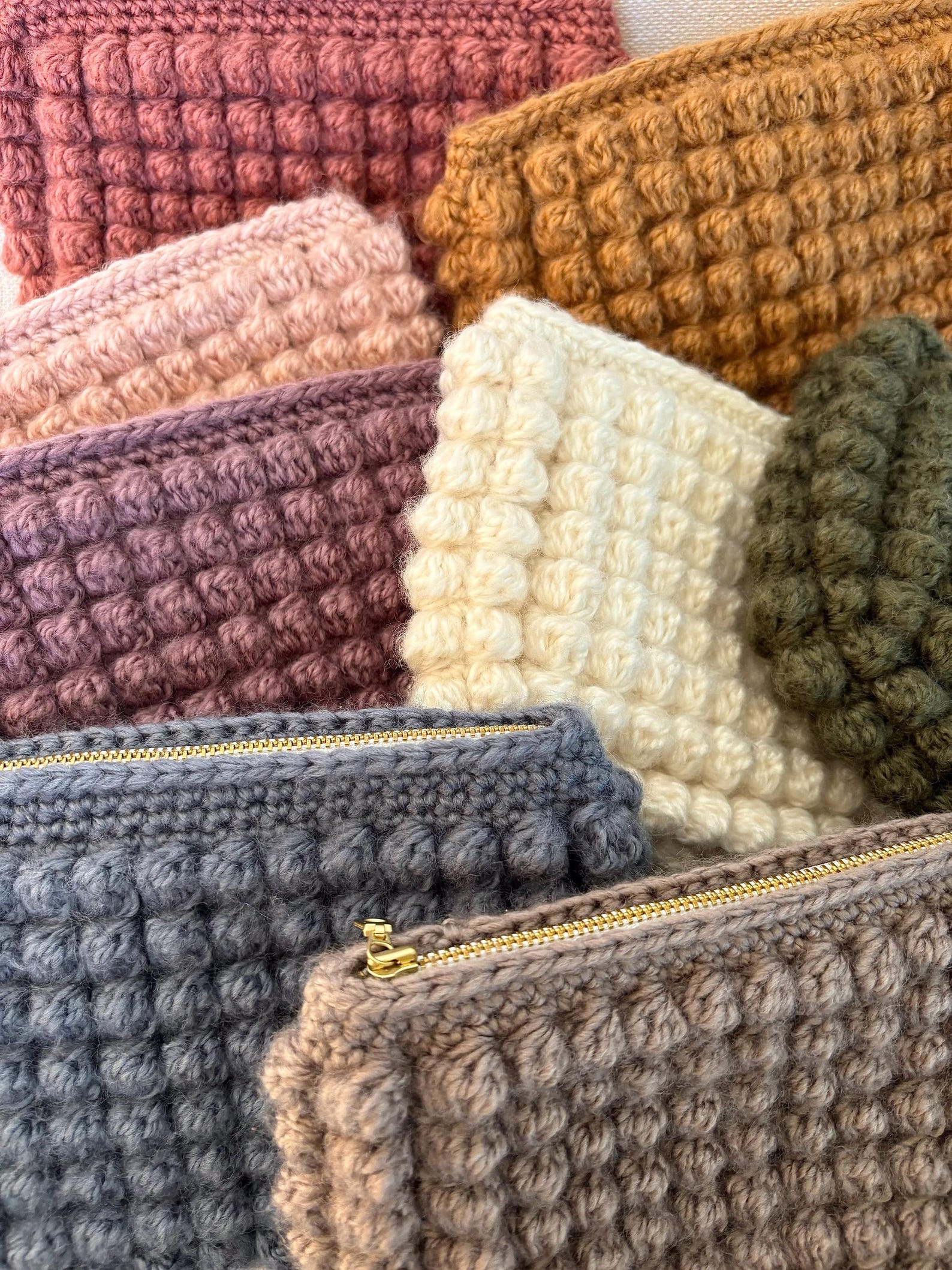 Handmade Crochet Bobble Pouch: Makeup Bag and Pencil Pouch - Etsy