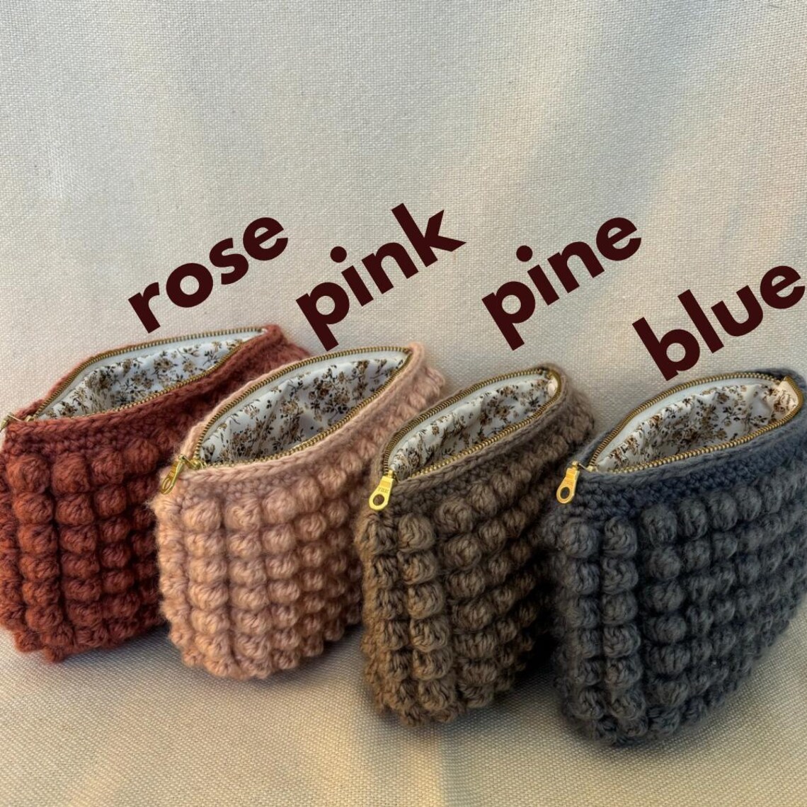 Handmade Crochet Bobble Pouch: Makeup Bag and Pencil Pouch - Etsy