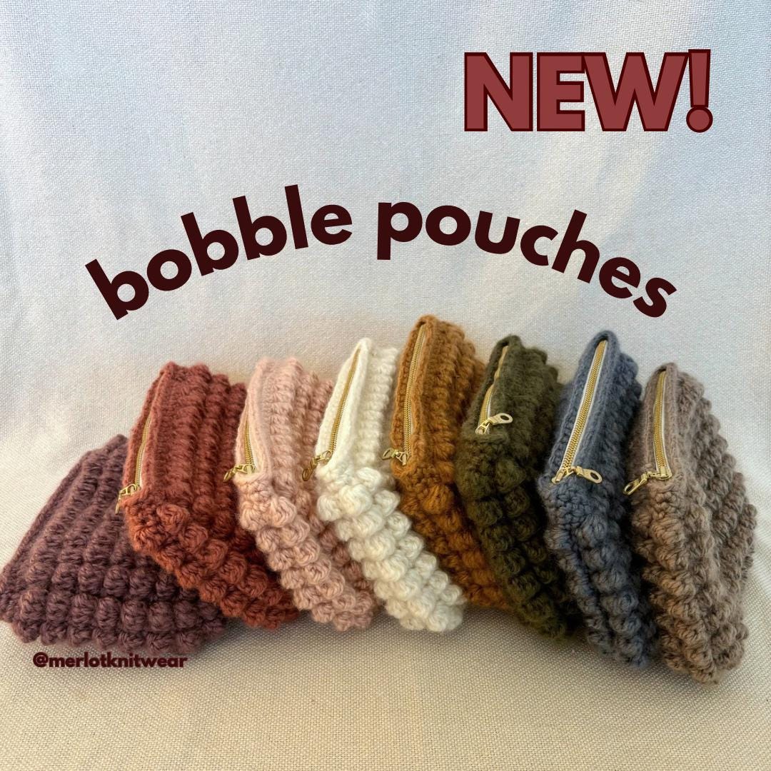 Handmade Crochet Bobble Pouch: Makeup Bag and Pencil Pouch - Etsy