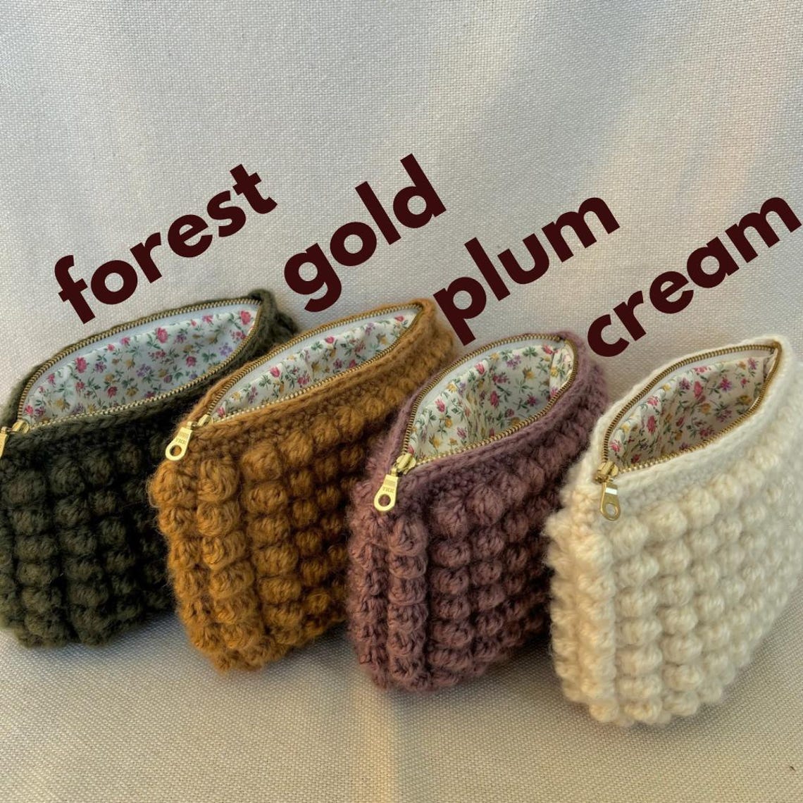 Handmade Crochet Bobble Pouch: Makeup Bag and Pencil Pouch - Etsy