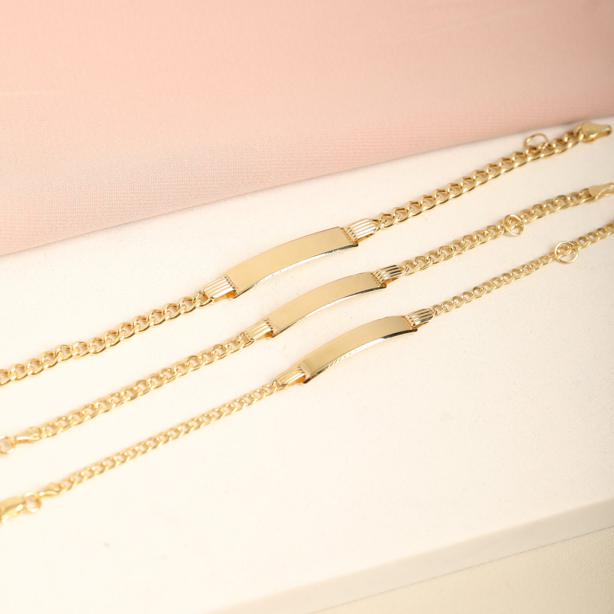 Solid Gold Baby ID Bracelet, Customized Baby Jewelry, Gold Bracelet for ...