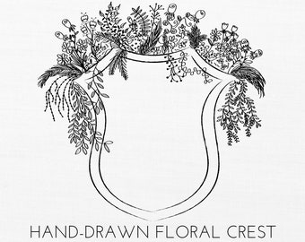 Hand Drawn Floral Crest PNG Clip Art - Etsy