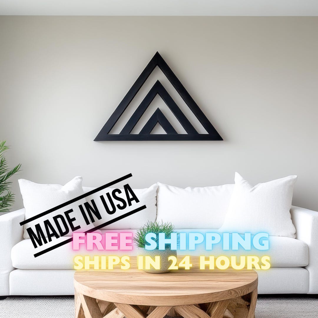 Modern Black Triangle Wall Art Minimalist Mountain Geometric Design ...