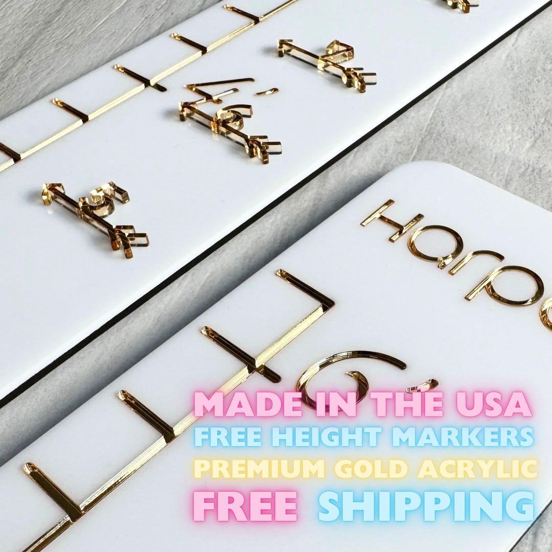 Personalized Acrylic Growth Chart – Custom Height Ruler With Gold ...