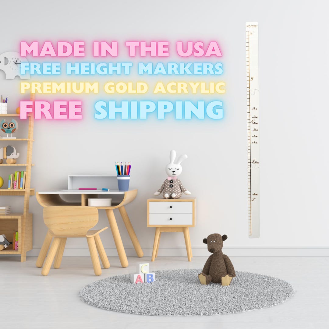 Modern Acrylic Growth Chart With Gold Markers – Personalized Height ...
