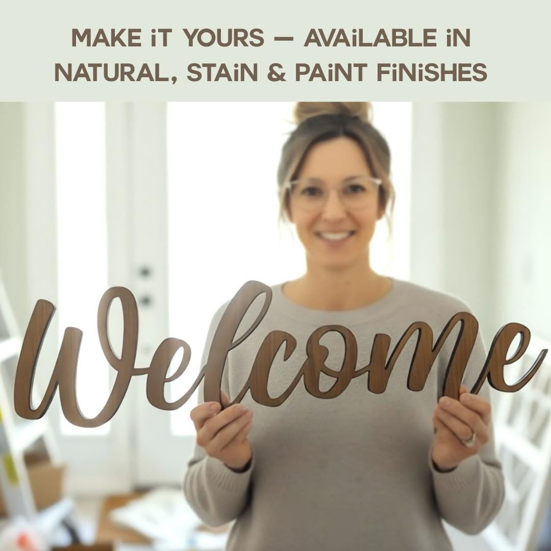 Laser Cut Welcome Sign: Wooden Wall Decor, Entryway Accent - Etsy