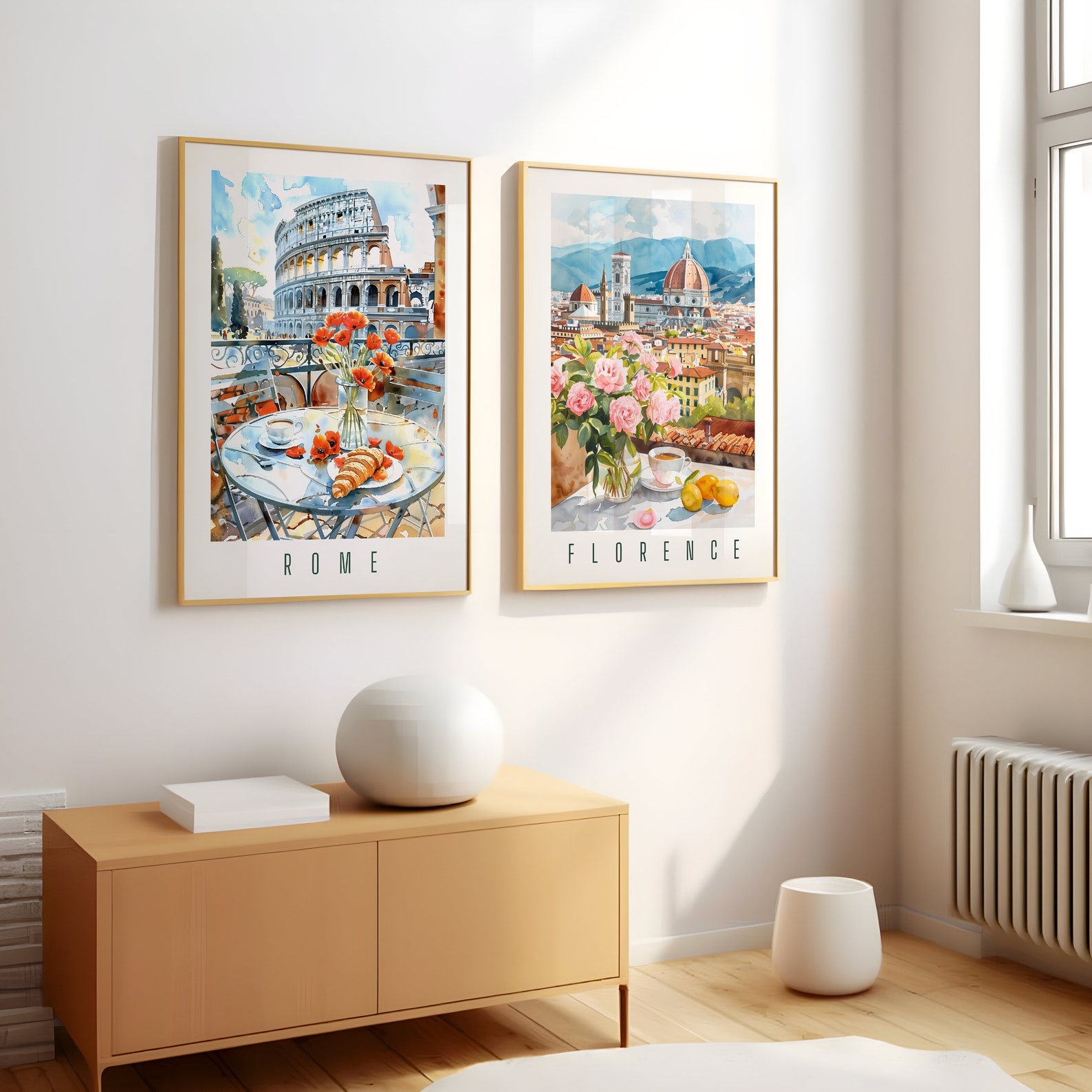 Italy Cityscape Wall Art Prints, Set of 3, Rome, Florence, Milan ...