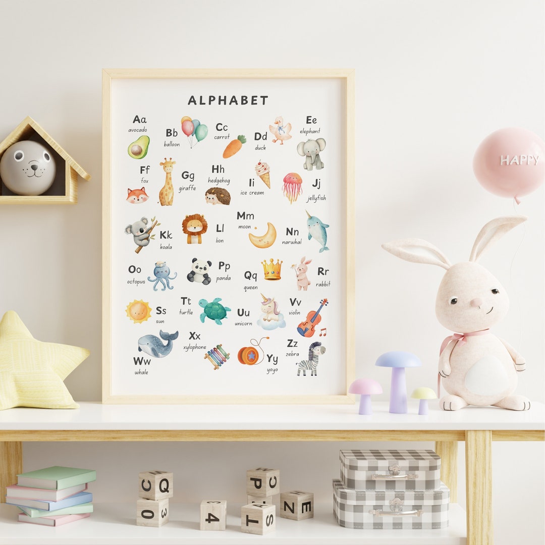 Nursery Alphabet Art Print, ABC Poster, Educational Poster, Homeschool ...