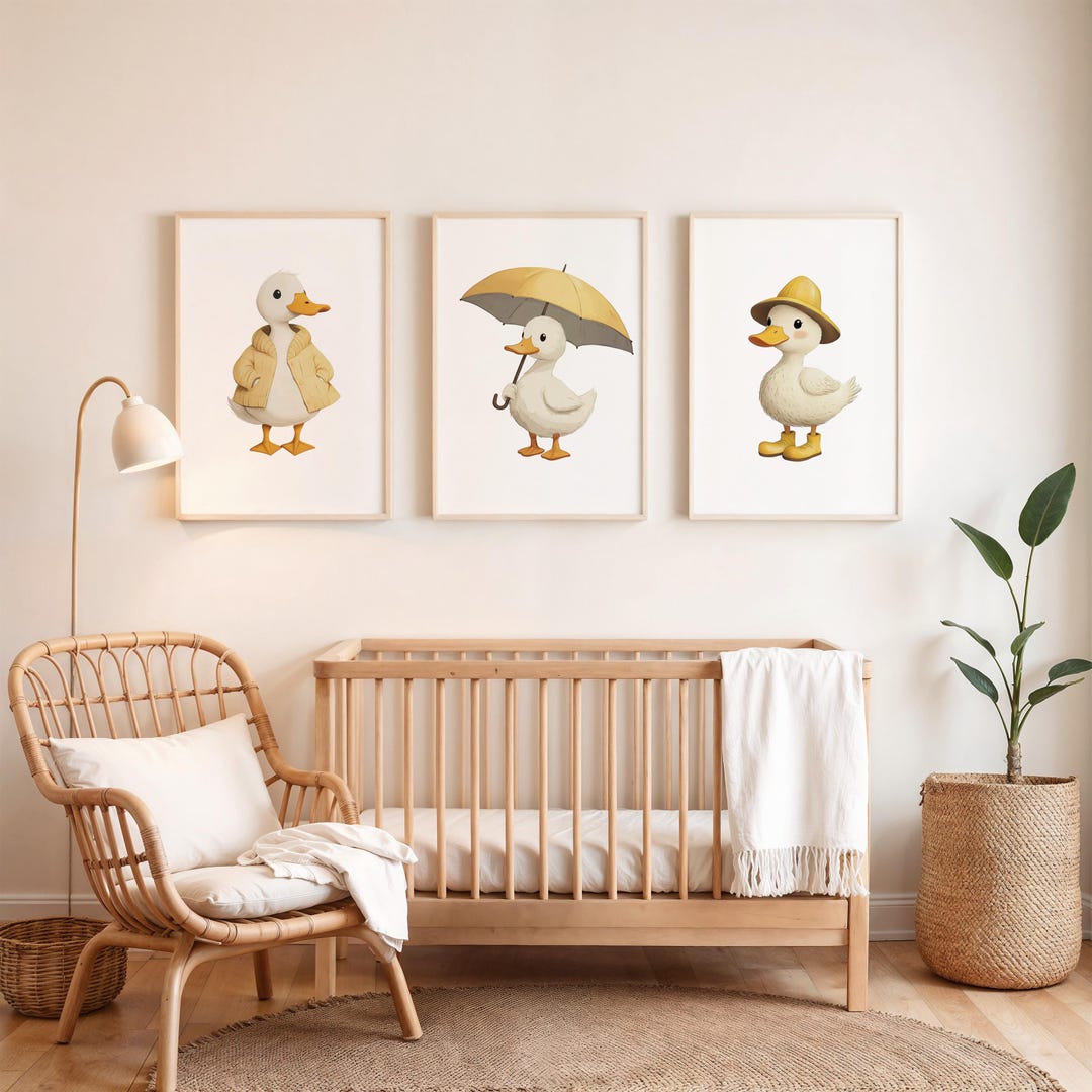 Duck Nursery Wall Art, Set of 3, Cute Duck Prints, Gender Neutral Duck ...