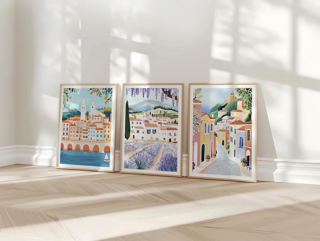 South of France Art Prints Set of 3, French Riviera Wall Art, Provence ...
