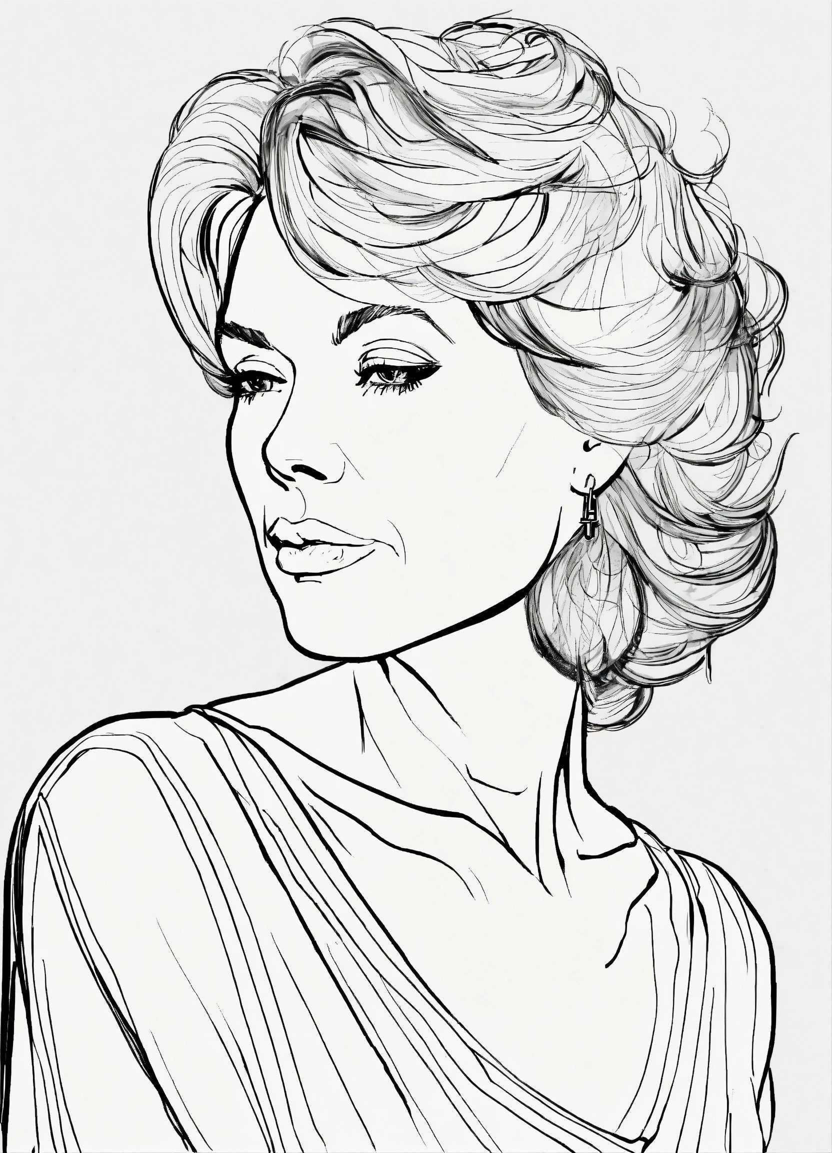 50 PDF Realistic Woman Portrait Coloring Pages for Adult Digital ...