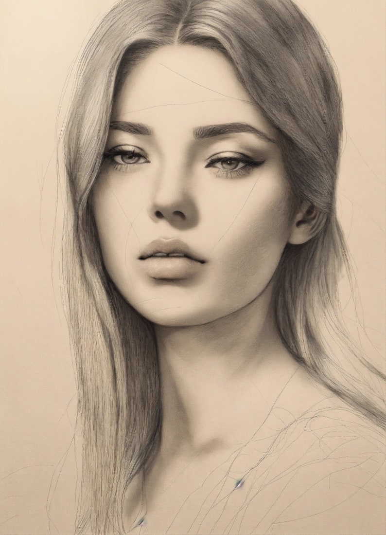 50 PDF Realistic Woman Portrait Coloring Pages for Adult Digital ...