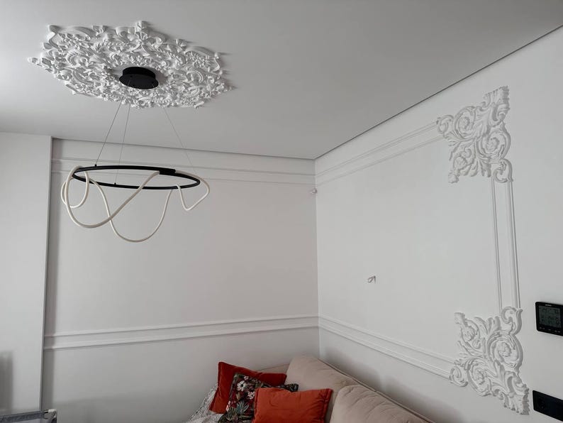 Unpainted Plaster Medallion Rosette: 3D Wall Art Decor (38.5 Inches ...