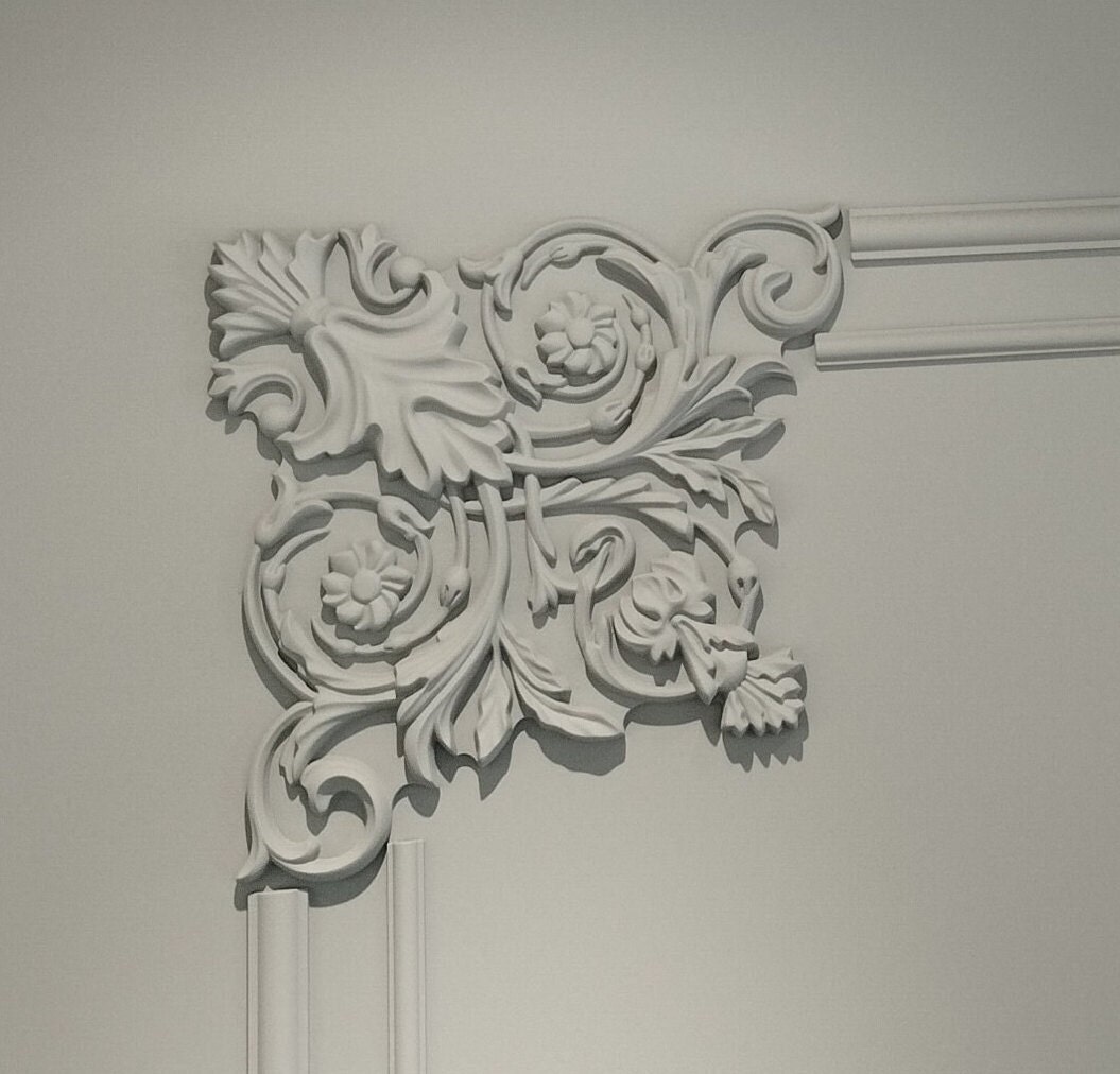 Large Carved Plaster Corner, Beautiful Wall Decoration, Stylish ...