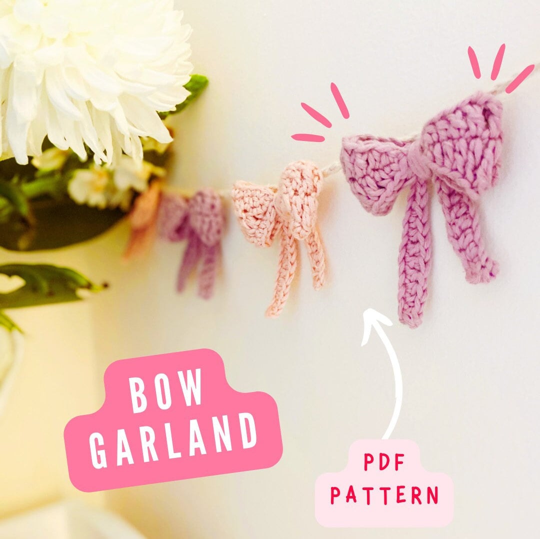 Bow Garland Crochet Pattern DIY Home Decor - Etsy