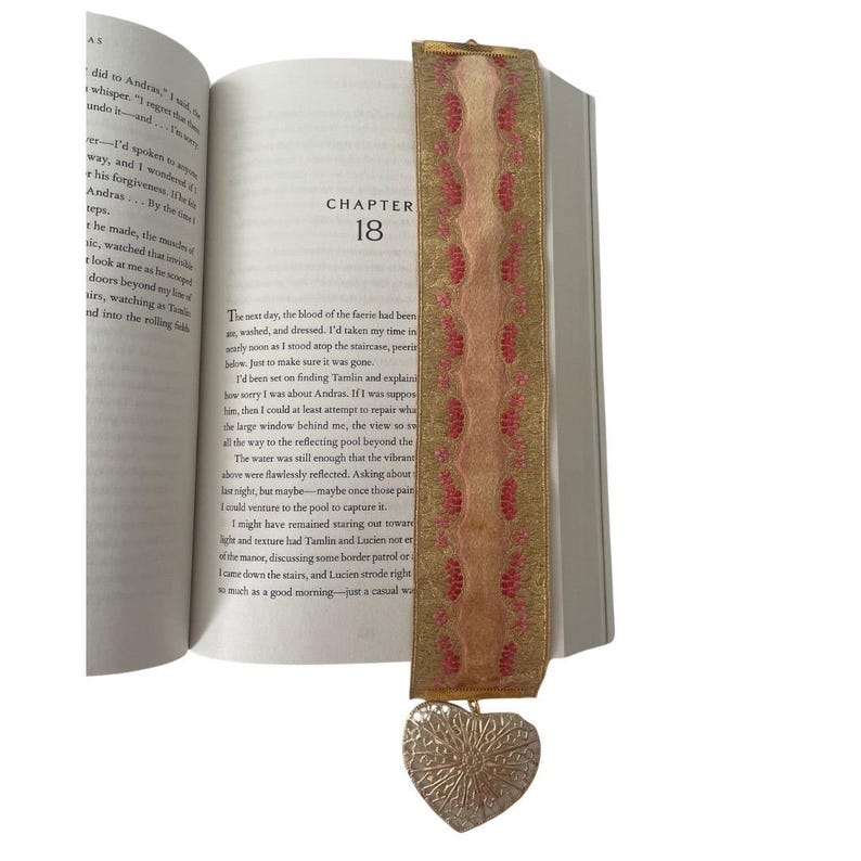 Embroidered Velvet Bookmarks With Heart Pendant - Etsy