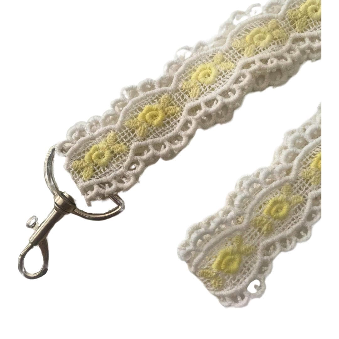 Embroidered Lace Beautiful Lanyard With Yellow Flowers - Etsy