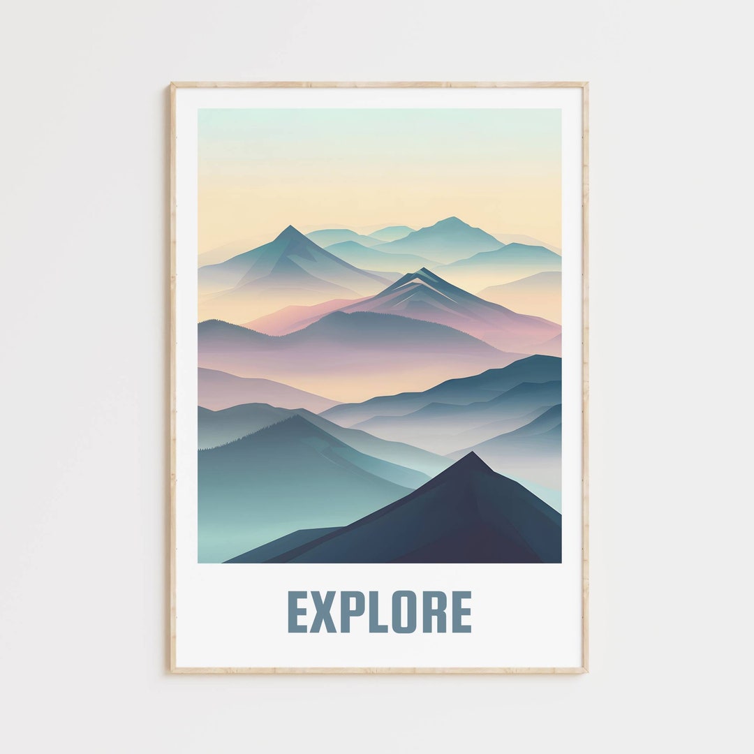 Mountains Poster Travel Wall Art Travel Poster Living Room Decor ...