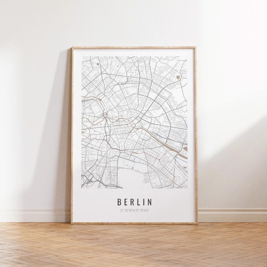 Berlin Map Poster | City Map Berlin | Berlin Gift | Berlin Retro Map | Berlin Map | Berlin ...