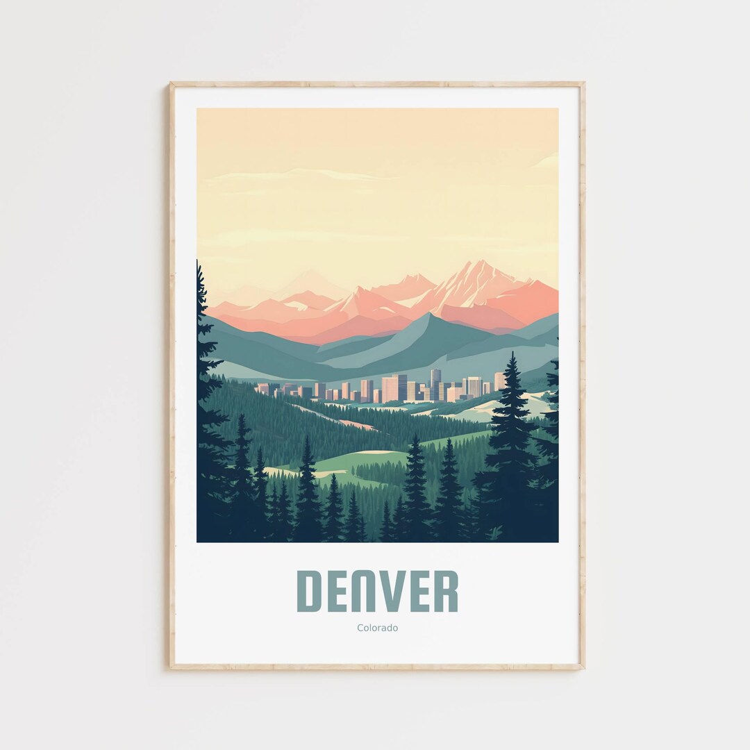 Denver Poster Vintage Travel Poster Retro City Print Denver Wall Art ...