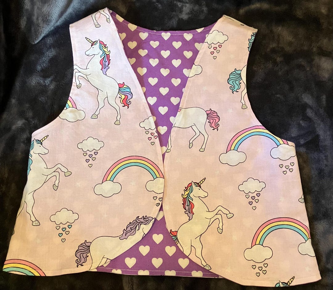 Rainbow Ponys Unicorn Girl Vest Western Vest Purple Hearts Rainbows Lil ...