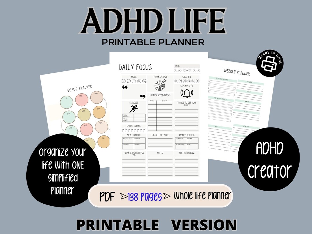 Digital ADHD Mental Health Life Planner, Neurodivergent, Medication ...