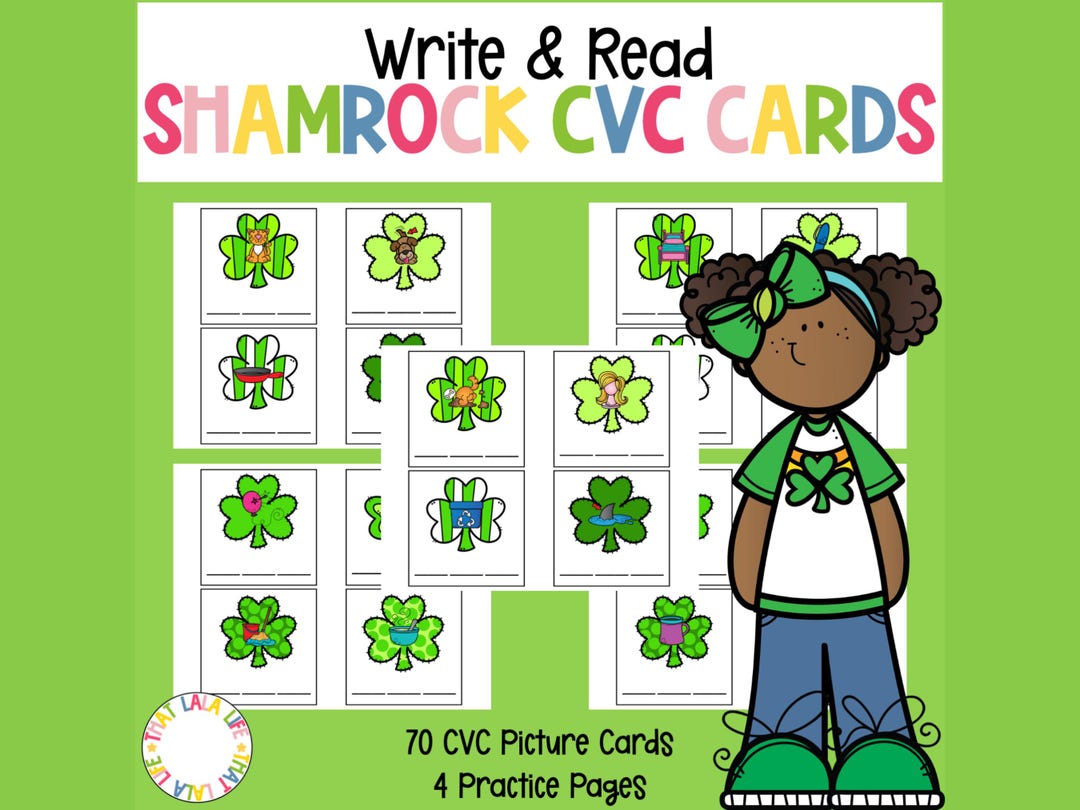 CVC Practice Cards, Shamrock CVC Write and Read Cards, Classroom Games ...