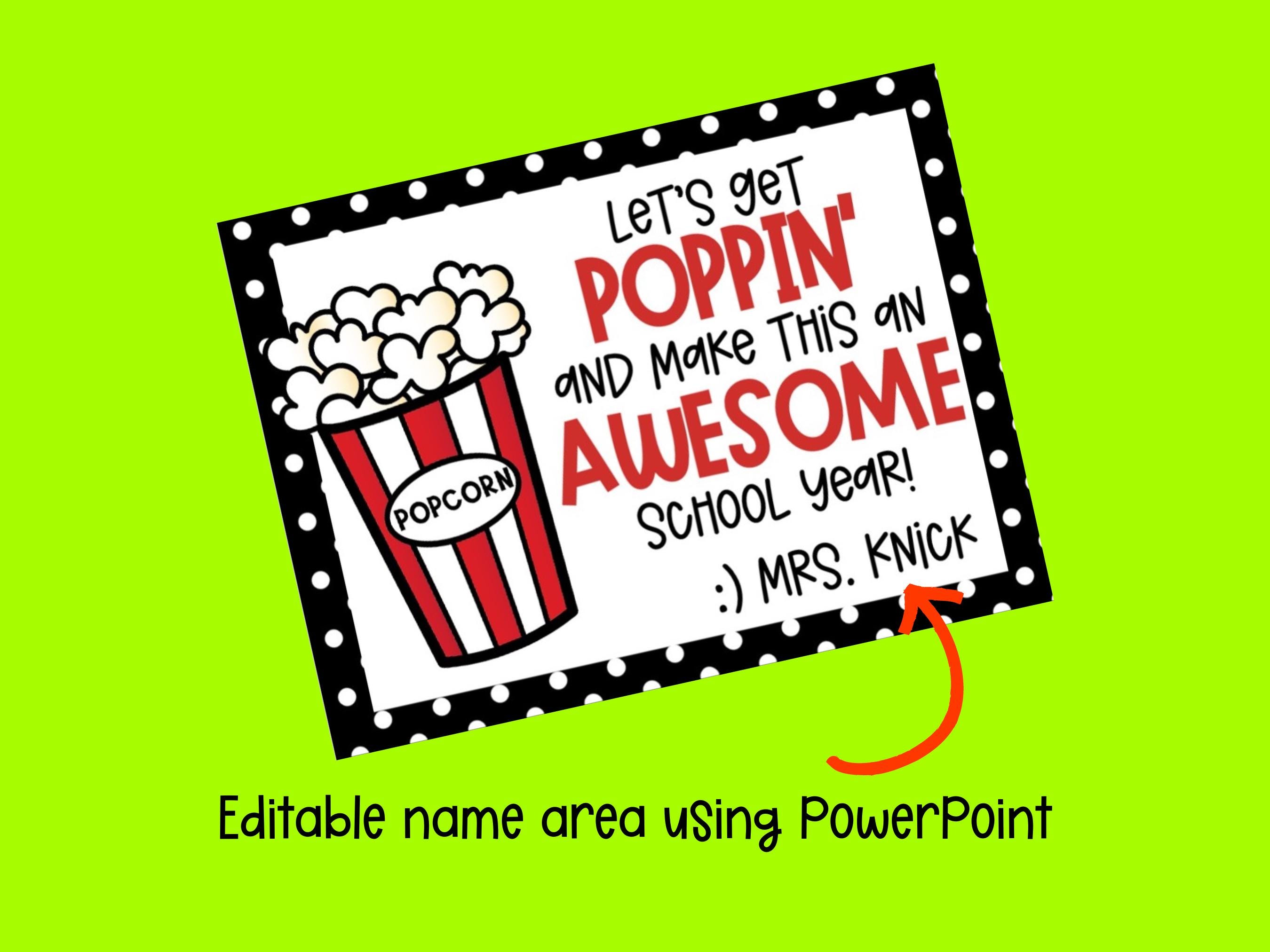 Popcorn Gift Tag, Back to School, Meet the Teacher, Bus Driver Gift ...