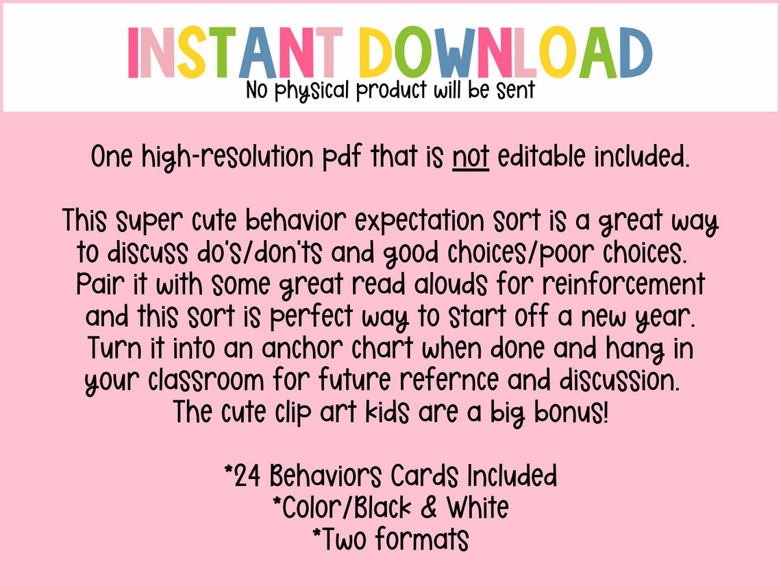 Behavior Chart, Behavior Sort, Classroom Expectations, Flashcards ...