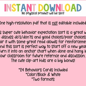 Behavior Chart, Behavior Sort, Classroom Expectations, Flashcards ...