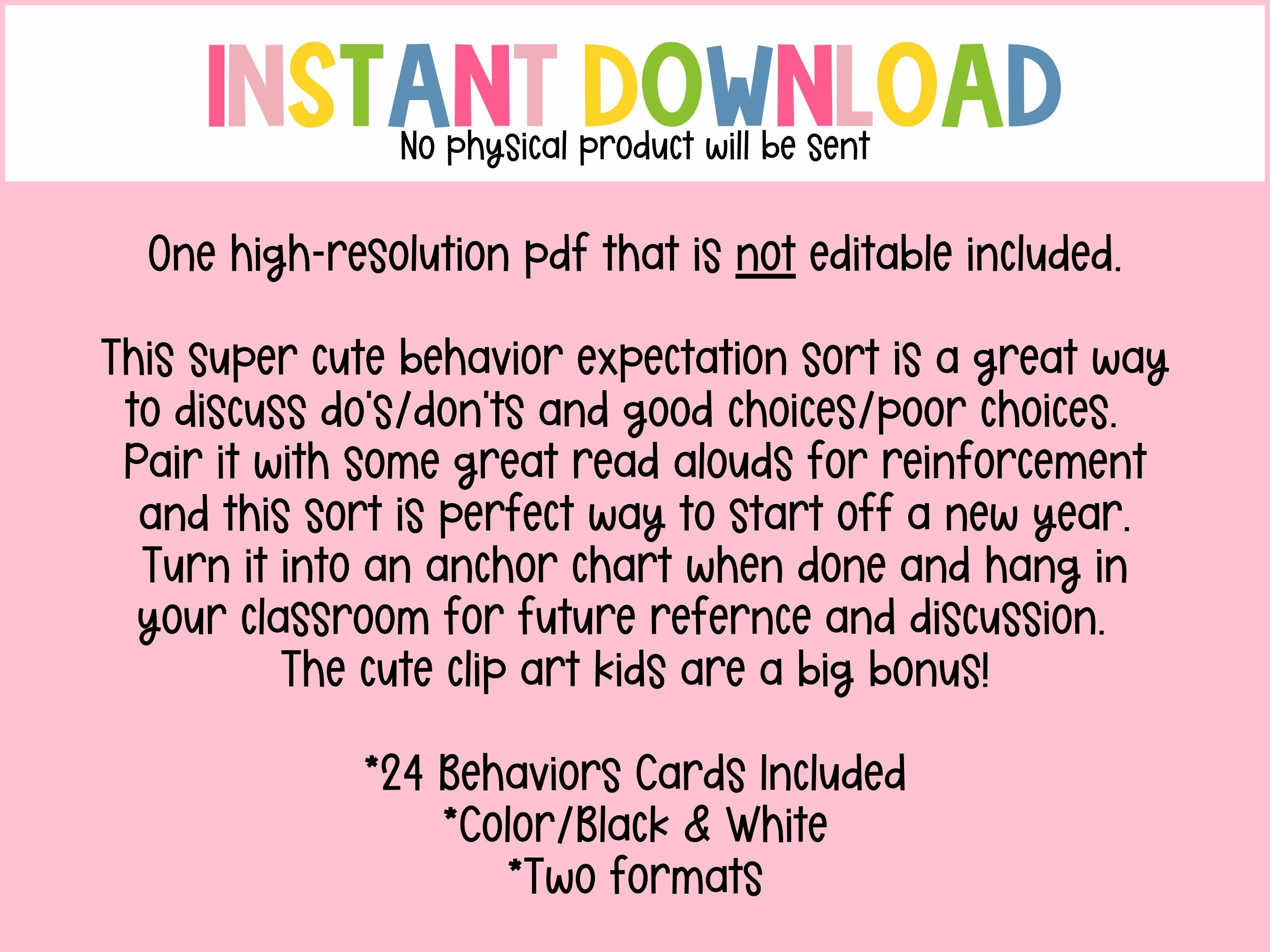 Behavior Chart, Behavior Sort, Classroom Expectations, Flashcards ...