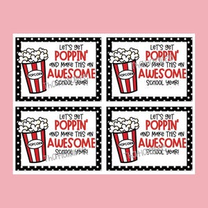 Popcorn Gift Tag, Back to School, Meet the Teacher, Bus Driver Gift ...