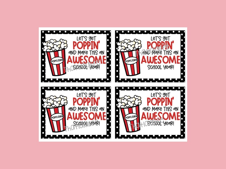 Popcorn Gift Tag, Back to School, Meet the Teacher, Bus Driver Gift ...
