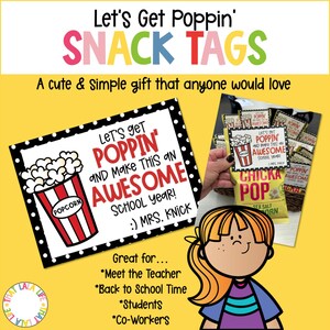 Popcorn Gift Tag, Back to School, Meet the Teacher, Bus Driver Gift ...