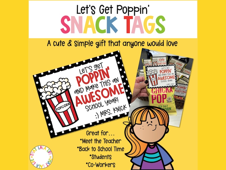 Popcorn Gift Tag, Back to School, Meet the Teacher, Bus Driver Gift ...