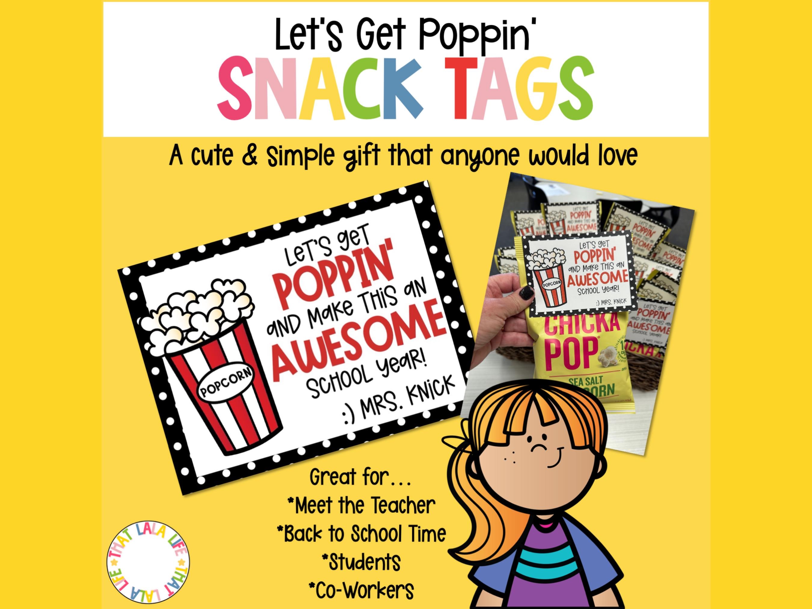 Popcorn Gift Tag, Back to School, Meet the Teacher, Bus Driver Gift ...