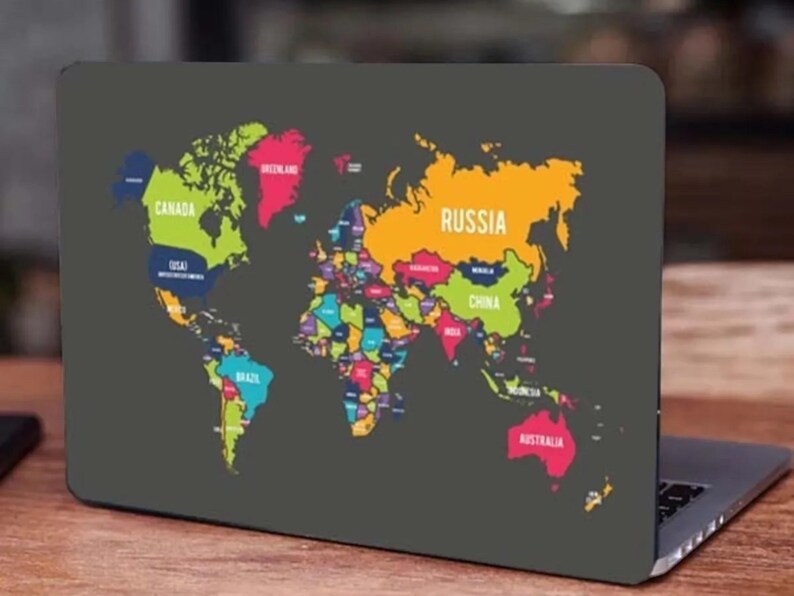 Colorful World Map Vinyl Sticker for Laptop, Tablet, and MacBook 39x27 ...