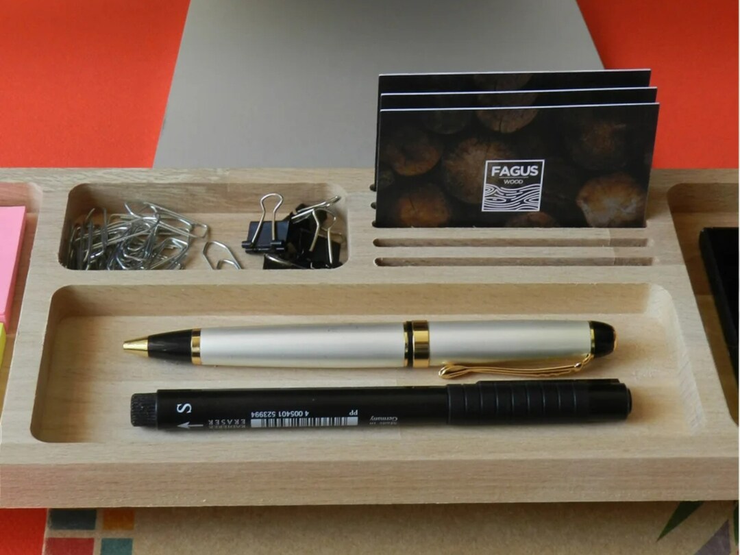 Desktop Organizer Natural Wood Desk Organizer - Etsy